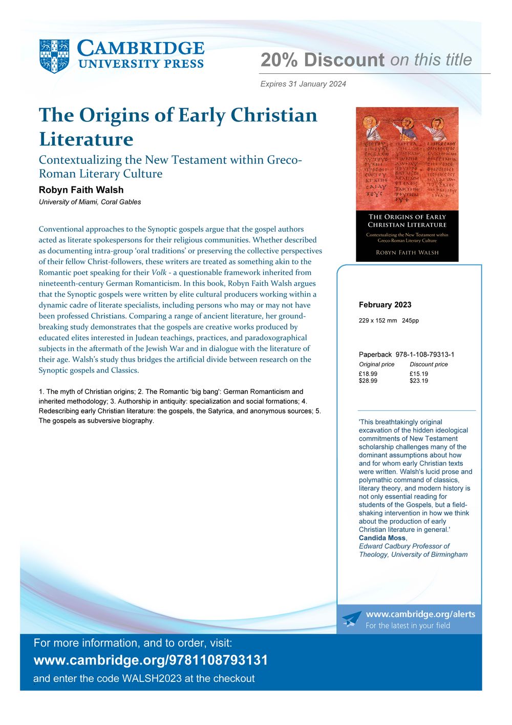 The Origins of Early Christian Literature (CUP)